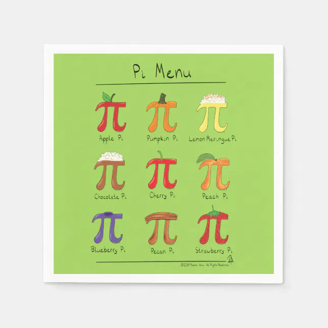 Pi Menu Cute Math Pi Day Party Napkins | Zazzle
