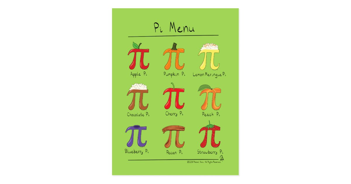 Pi Menu Cute Math Pi Day Postcard | Zazzle.com
