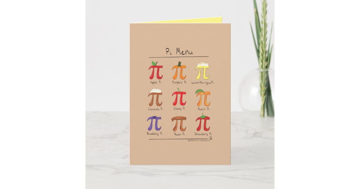 Pi Menu - Pi Day Math Greeting Card | Zazzle