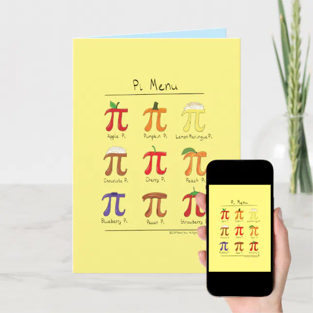 Pi Menu - Pi Day Math Greeting Card | Zazzle