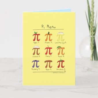 Pi Menu - Pi Day Math Greeting Card | Zazzle