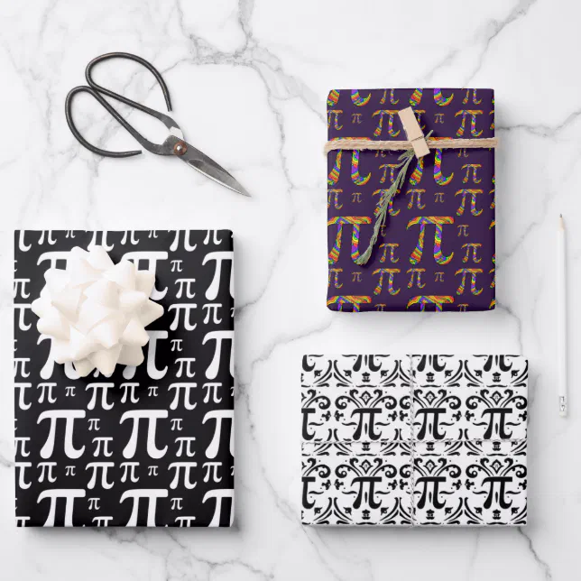 Pi Pattern Bundle Wrapping Paper Sheets | Zazzle