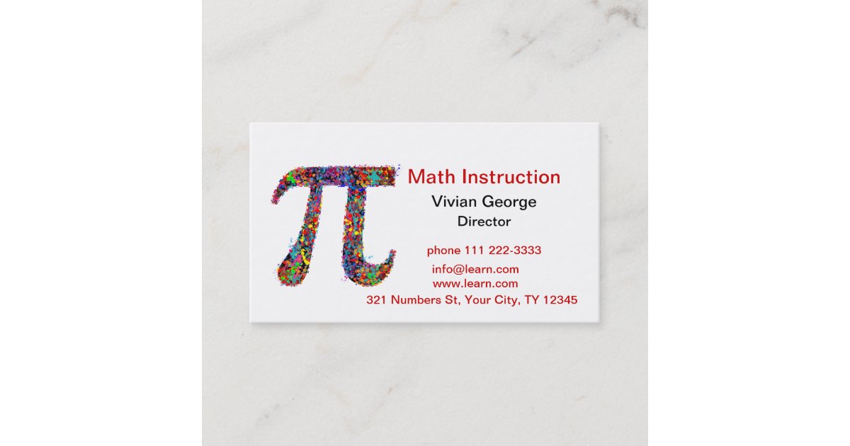 Pi Symbol Action Painting Splatter Business Card | Zazzle