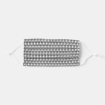 Pi Symbol Black and White Pattern Adult Cloth Face Mask | Zazzle