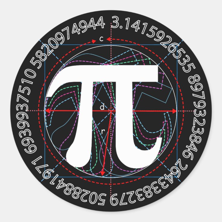 Pi Symbol Drawing Classic Round Sticker | Zazzle