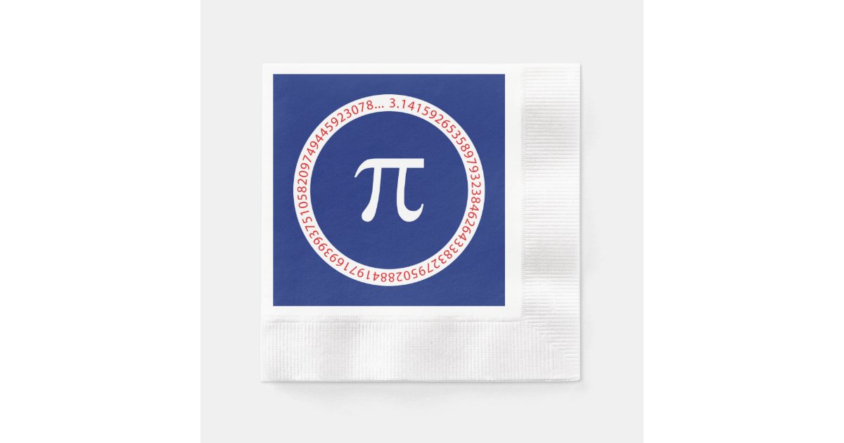 Pi Symbol in Circle on Navy Blue Napkins | Zazzle