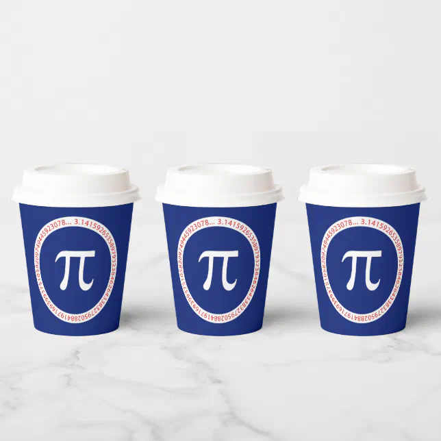 Pi Symbol in Circle on Navy Blue Paper Cups | Zazzle