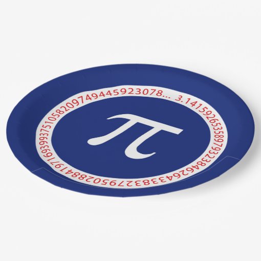 Pi Symbol in Circle on Navy Blue Paper Plates | Zazzle