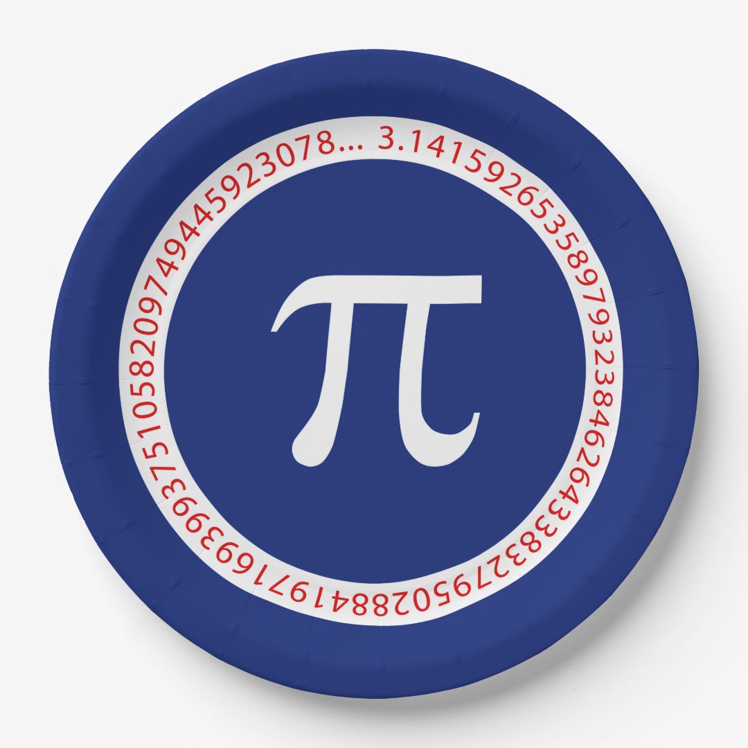 Pi Symbol in Circle on Navy Blue Paper Plates | Zazzle