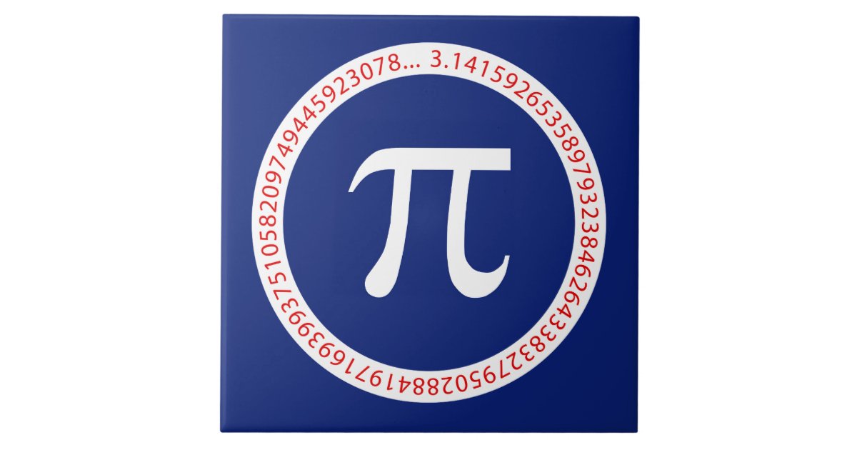 Pi Symbol in Circle on Navy Blue Tile | Zazzle