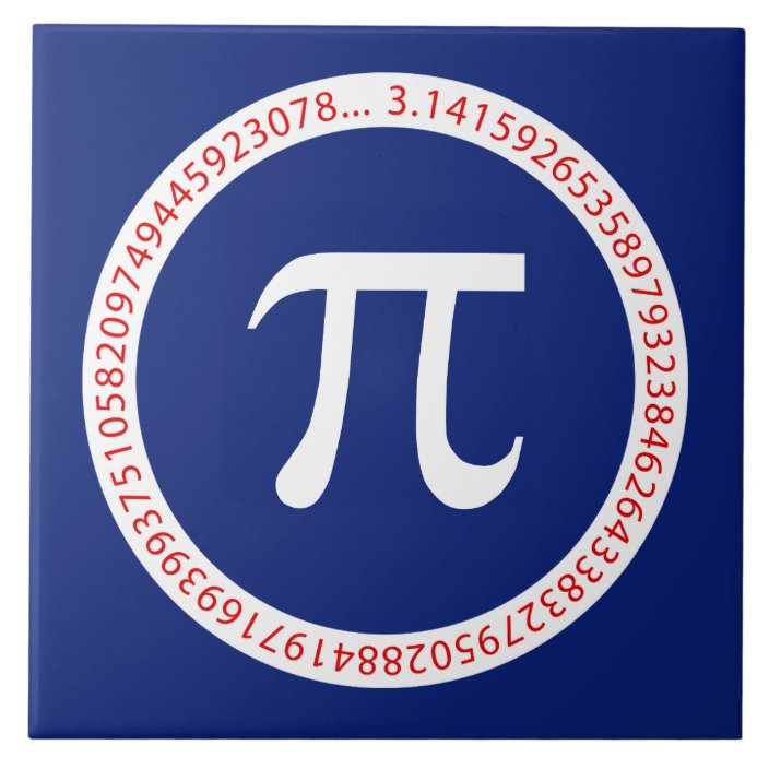 Pi Symbol in Circle on Navy Blue Tile | Zazzle.com