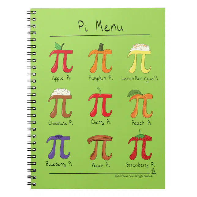 Pi Symbol Menu Cute Math Teacher Notebook | Zazzle