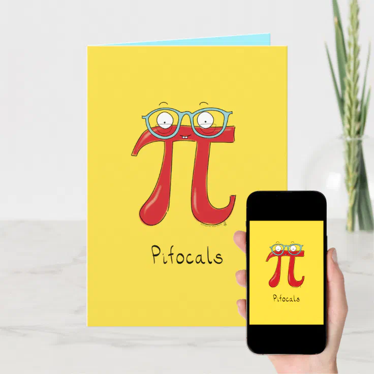 Pi Symbol with Glasses Greeting Card | Zazzle