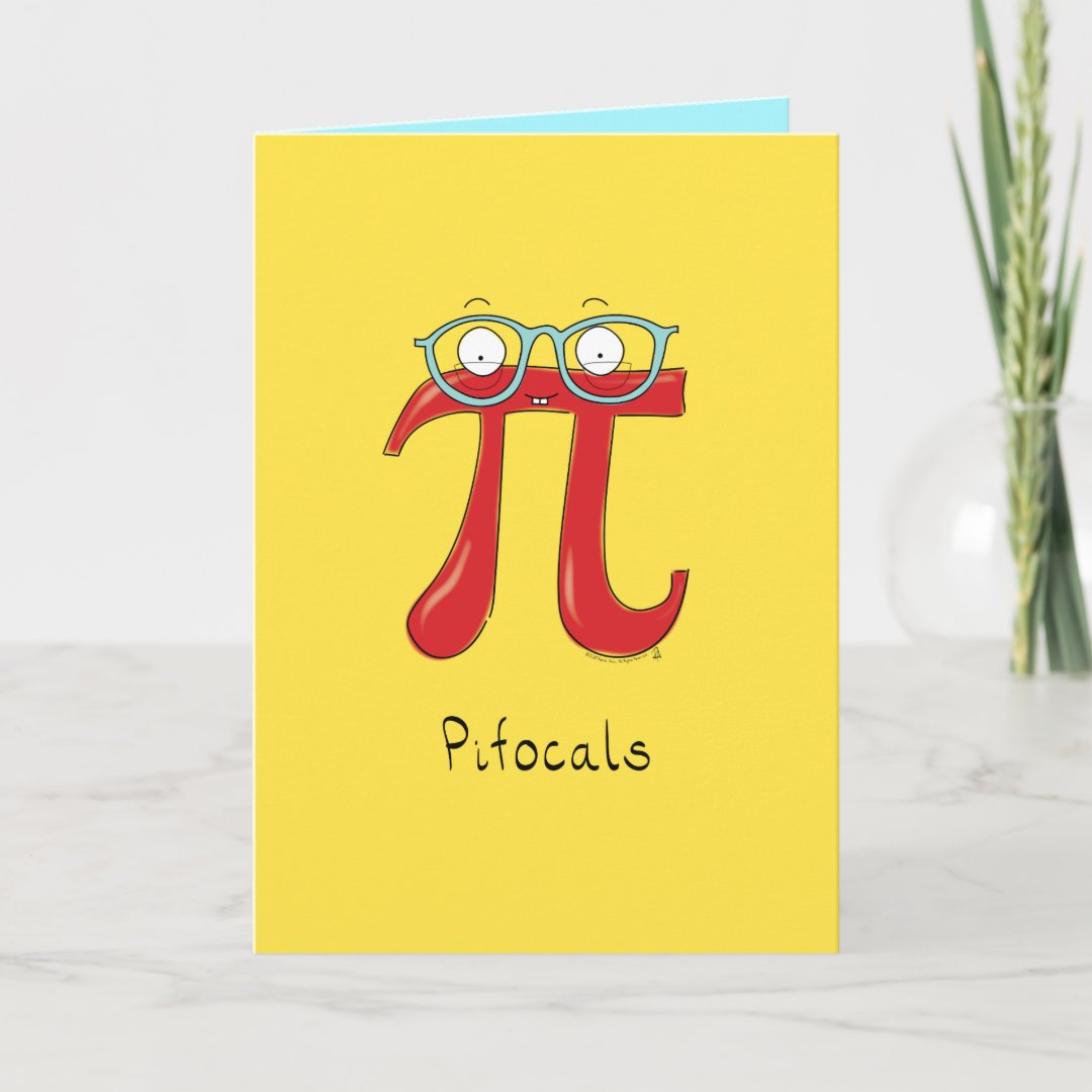 Pi Symbol with Glasses Greeting Card | Zazzle