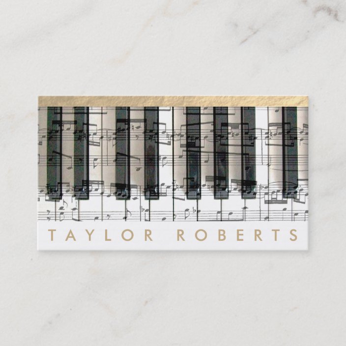 pianist music notes design business card | Zazzle