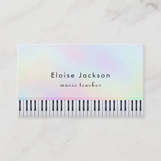 pianist pastel colors music teacher business card | Zazzle