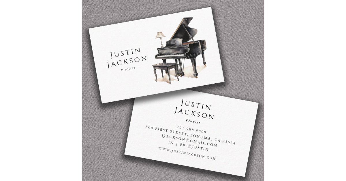 Pianist Piano Music Teacher Business Card Zazzle