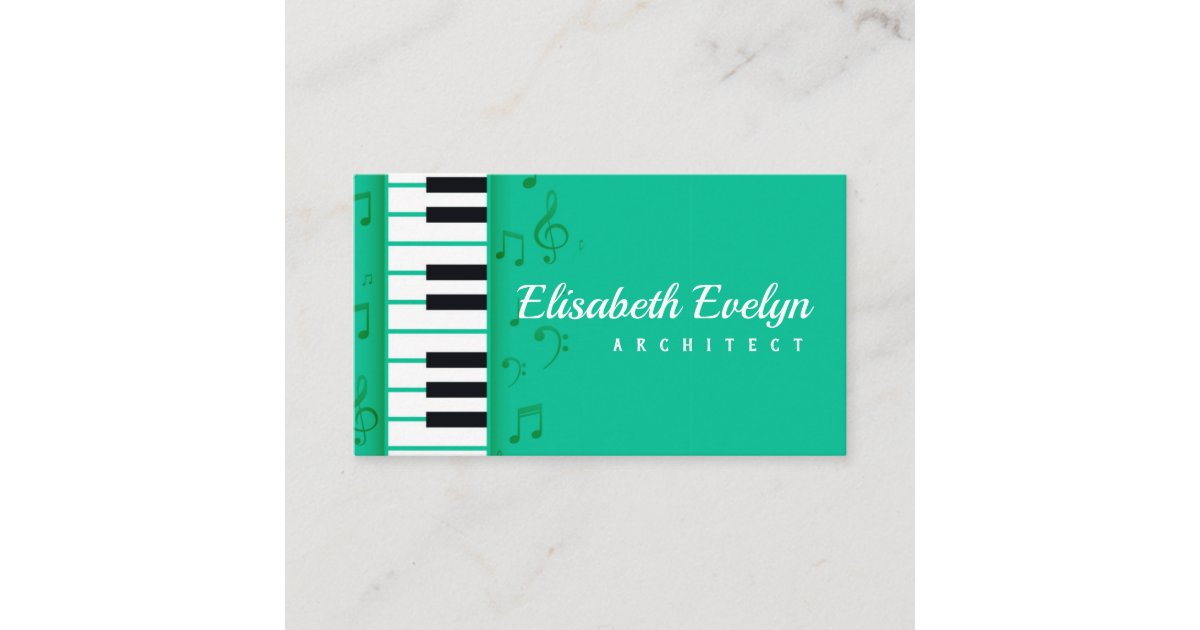 Piano and musical notes melody business card | Zazzle