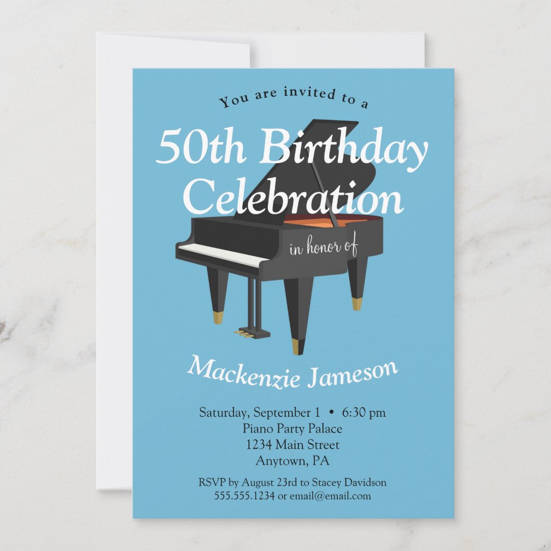 Piano Birthday Invitation Music Musician | Zazzle