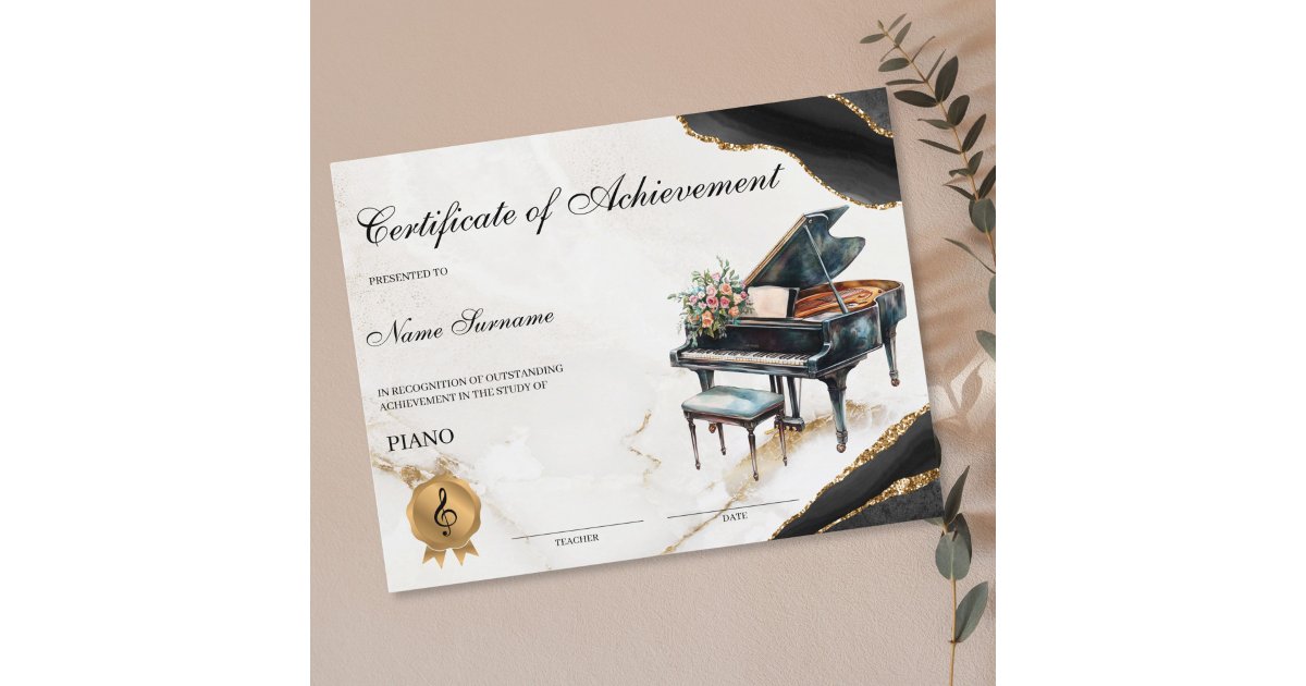 Piano Certificate Music School Recital Achievement | Zazzle