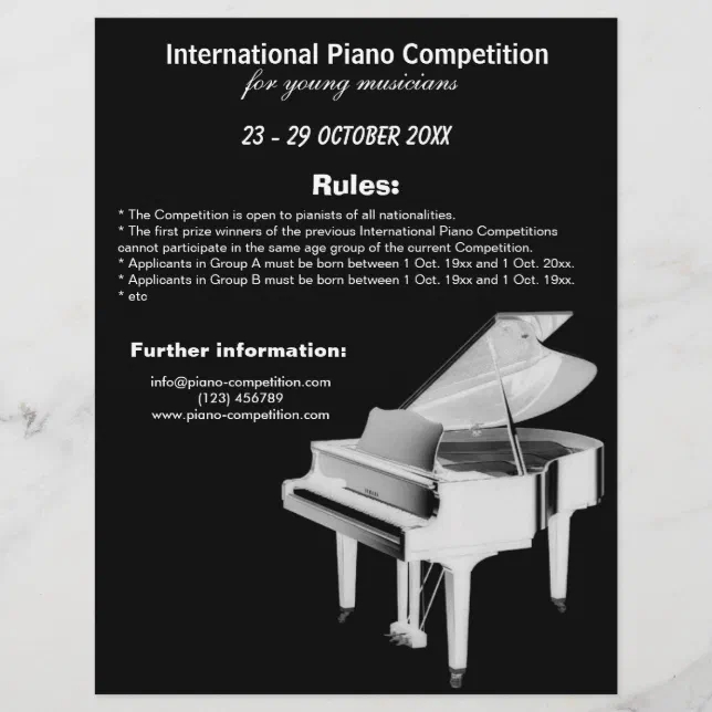 Piano Competition Flyer | Zazzle