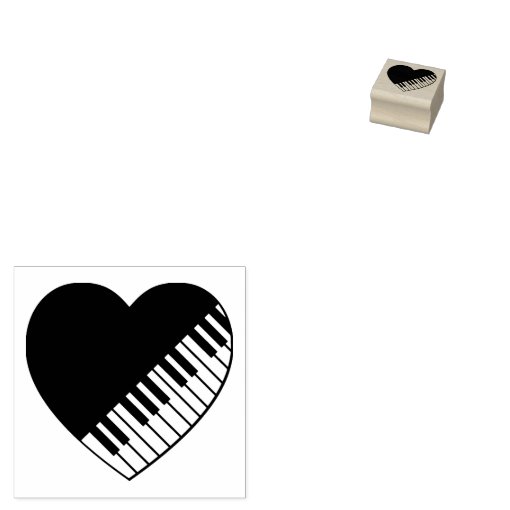 Piano Heart Rubber Stamp | Zazzle