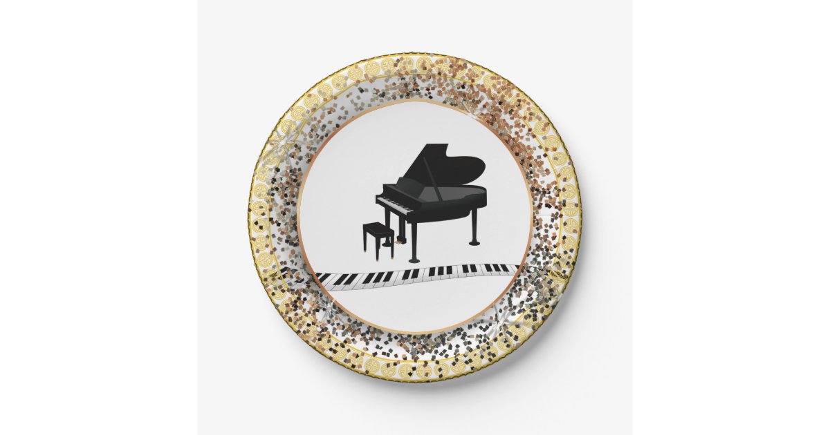 Piano icon design paper plates | Zazzle