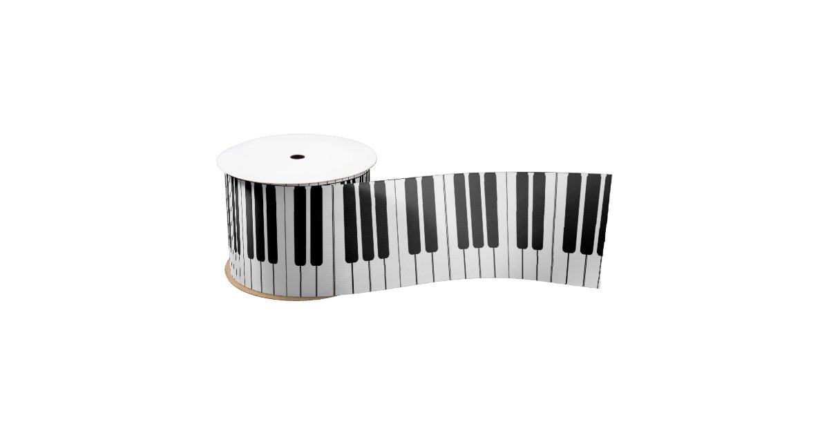 Piano Keyboard 3" Satin Ribbon | Zazzle