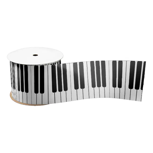 Piano Keyboard 3" Satin Ribbon | Zazzle