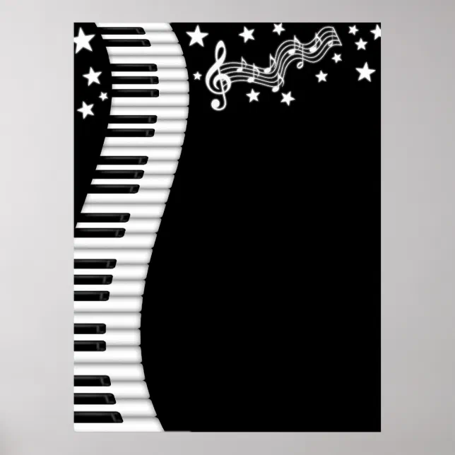 Piano Keyboard and Music Bar Poster | Zazzle