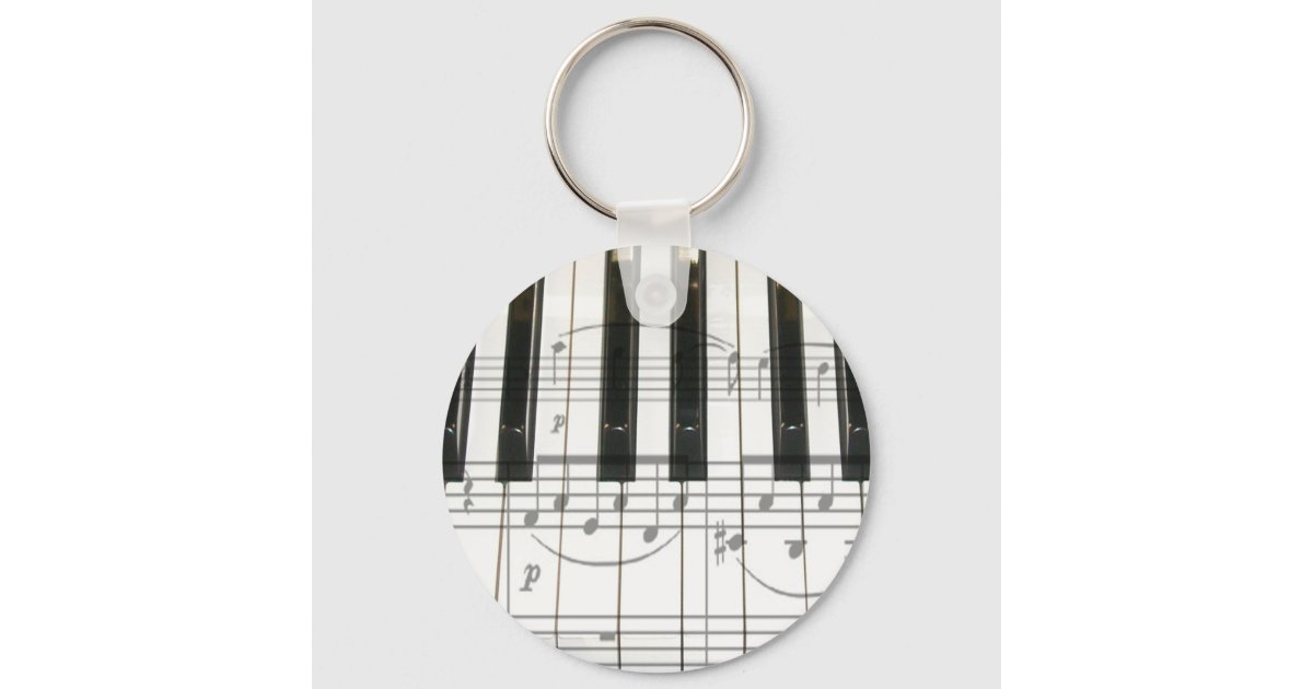 Piano Keyboard and Music Notes Keychain | Zazzle