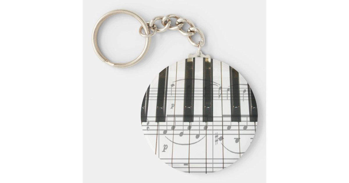 Piano Keyboard and Music Notes Keychain | Zazzle.com