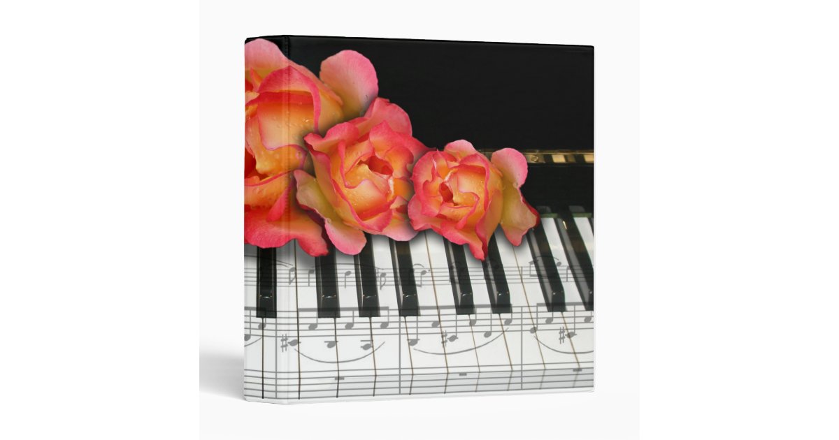 Piano Keyboard and Roses Binder | Zazzle