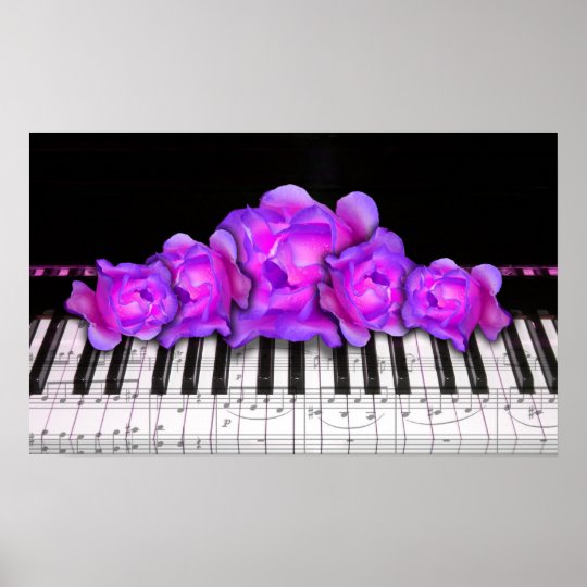 Piano Keyboard and Roses Poster | Zazzle.com
