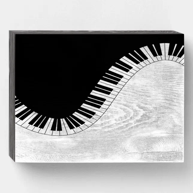 Piano Keyboard Black and White Music Design Wooden Box Sign | Zazzle