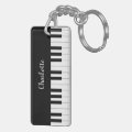 Piano Keyboard, Black and White Rectangle keychain | Zazzle