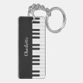 Piano Keyboard, Black and White Rectangle keychain | Zazzle