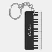 Piano Keyboard, Black and White Rectangle keychain | Zazzle