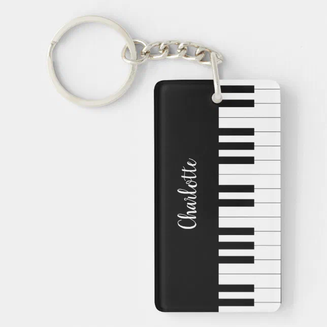 Piano Keyboard, Black and White Rectangle keychain | Zazzle