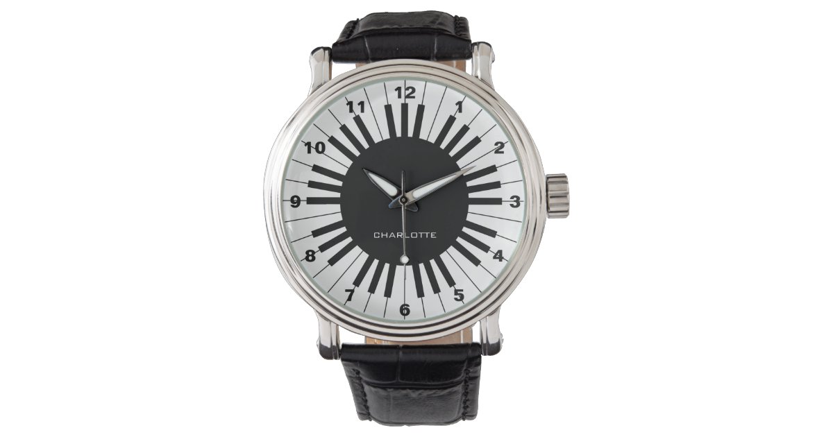 Piano Keyboard, Black and White Watch | Zazzle
