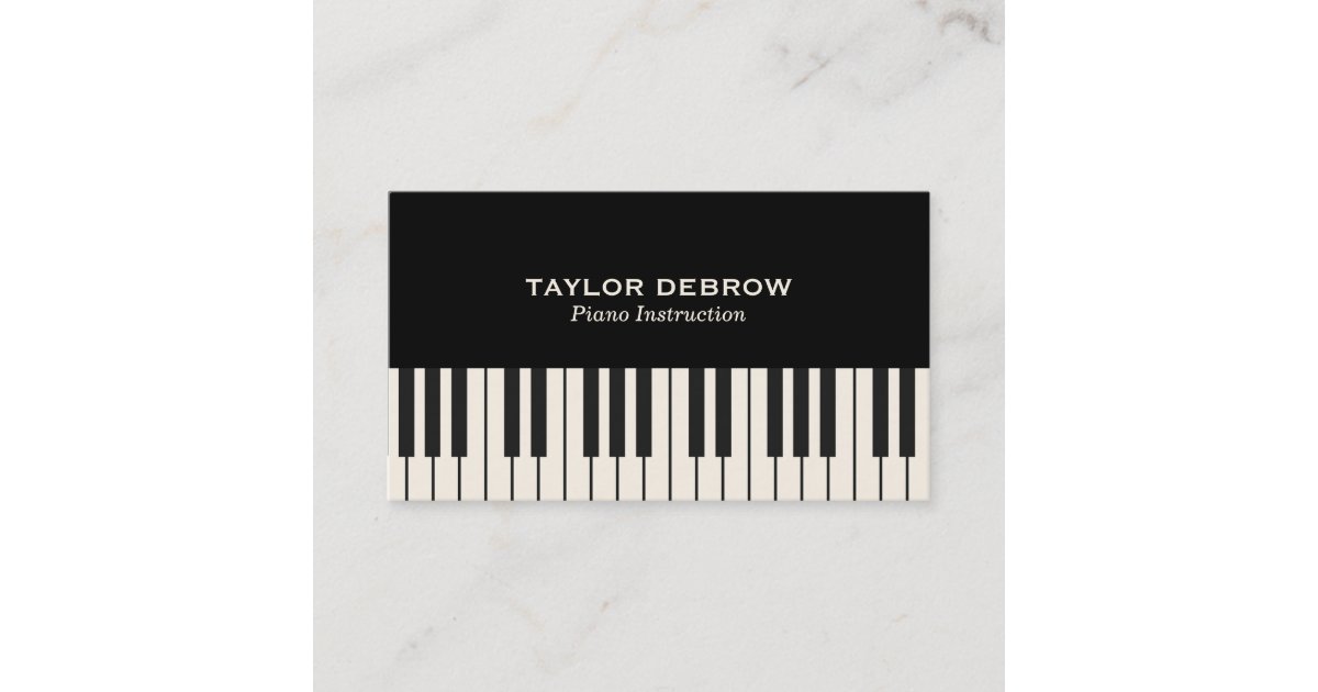 Piano Keyboard Black & White Modern Sophisticated Business Card | Zazzle