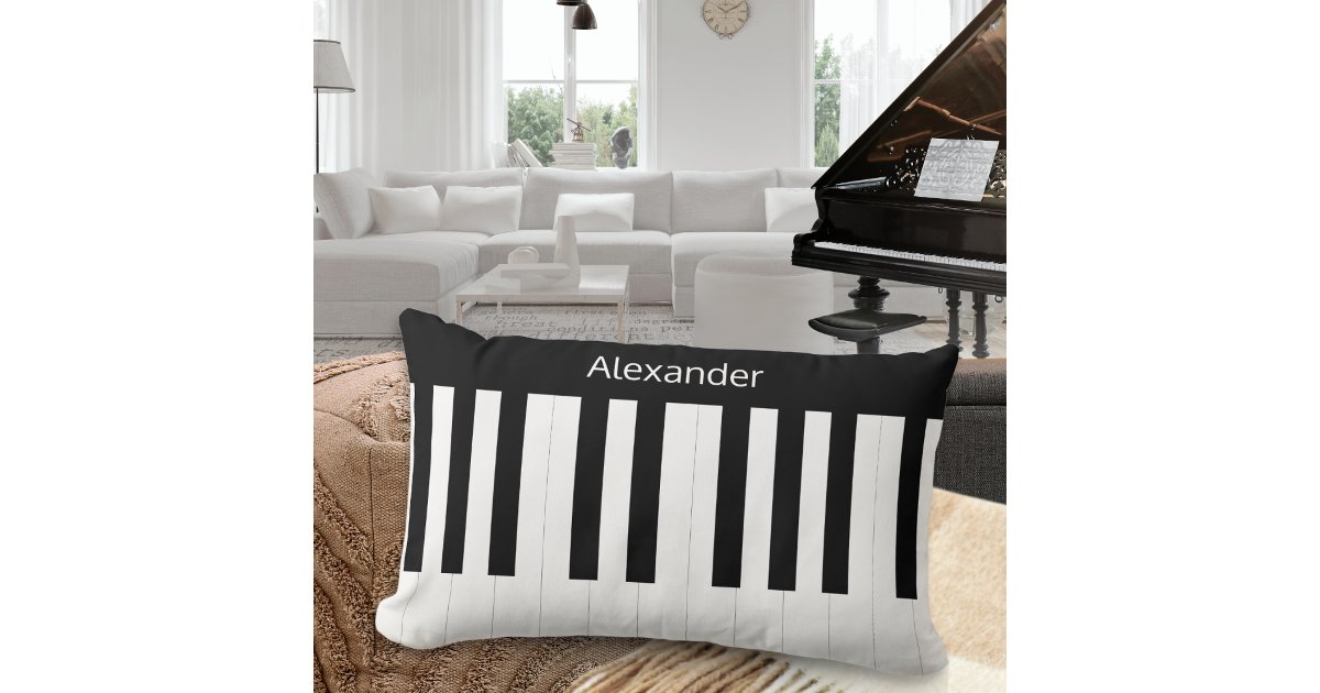 Piano Keyboard Black White Musical Instrument Lumbar Pillow | Zazzle