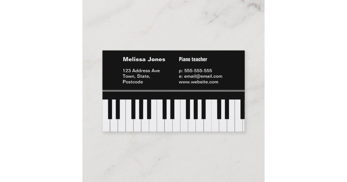 Piano keyboard business card | Zazzle