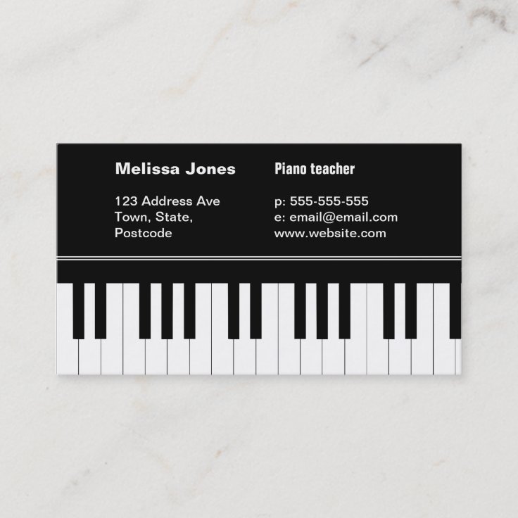 Piano keyboard business card | Zazzle