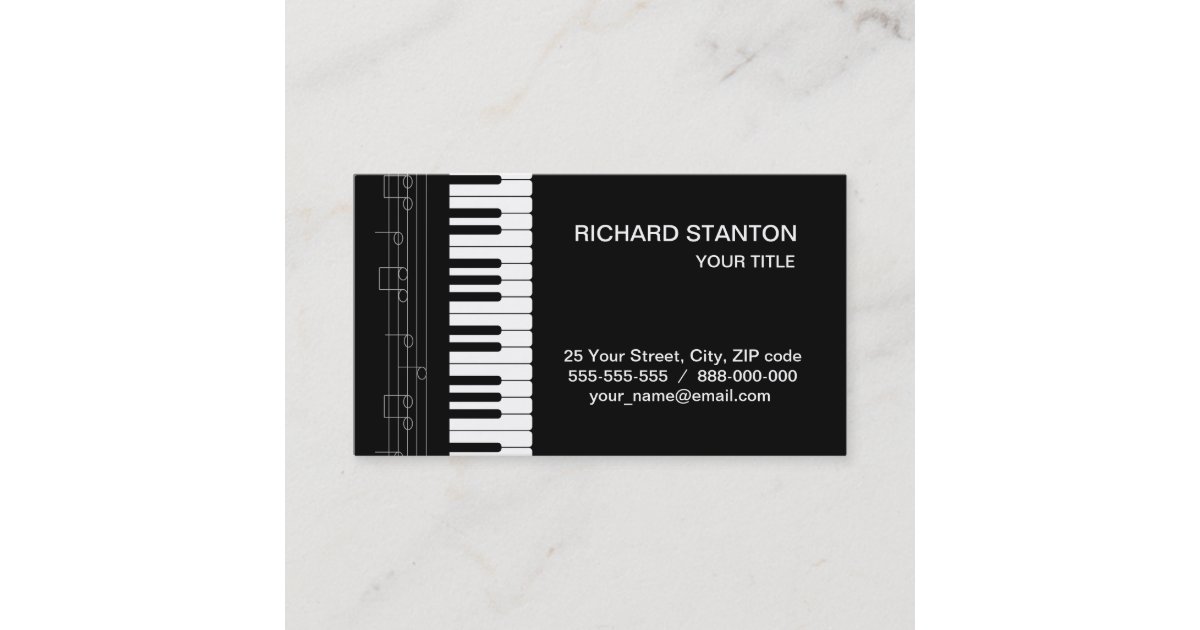 Piano keyboard business card | Zazzle