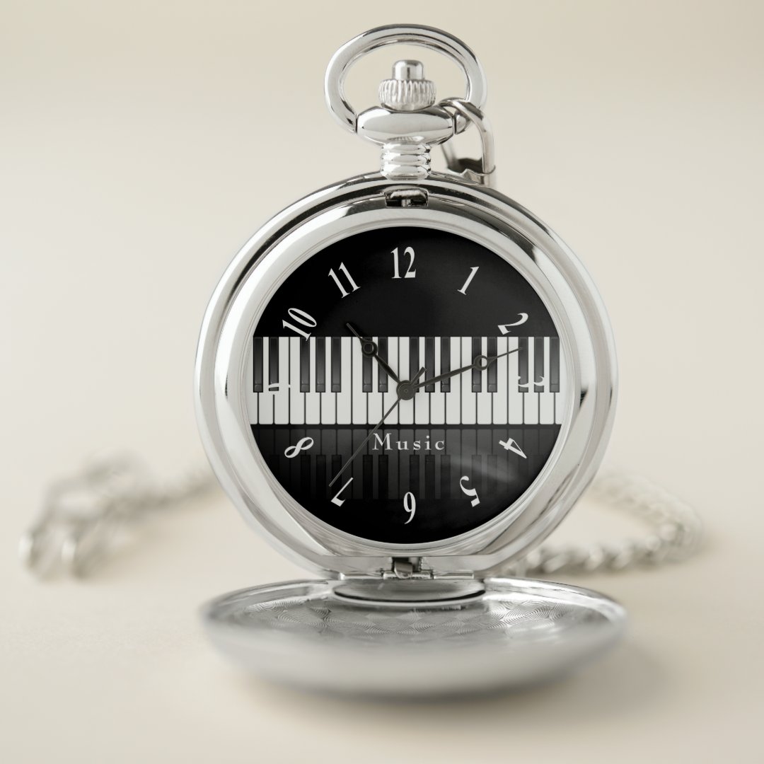 Piano Keyboard Design Pocket Watch | Zazzle