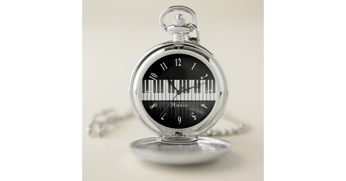 Piano Keyboard Design Pocket Watch | Zazzle