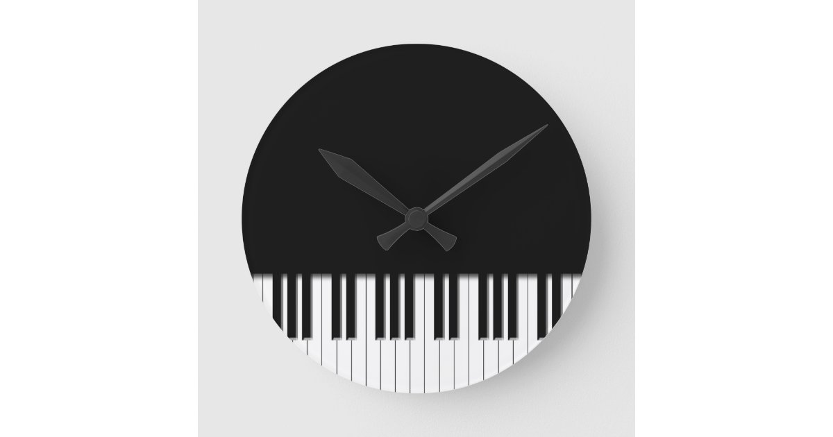Piano Keyboard Keys Round Clock | Zazzle
