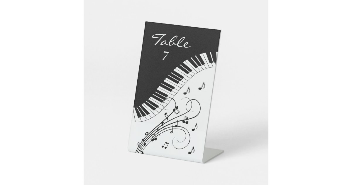Piano Keyboard Music Design Table Number Pedestal Sign | Zazzle