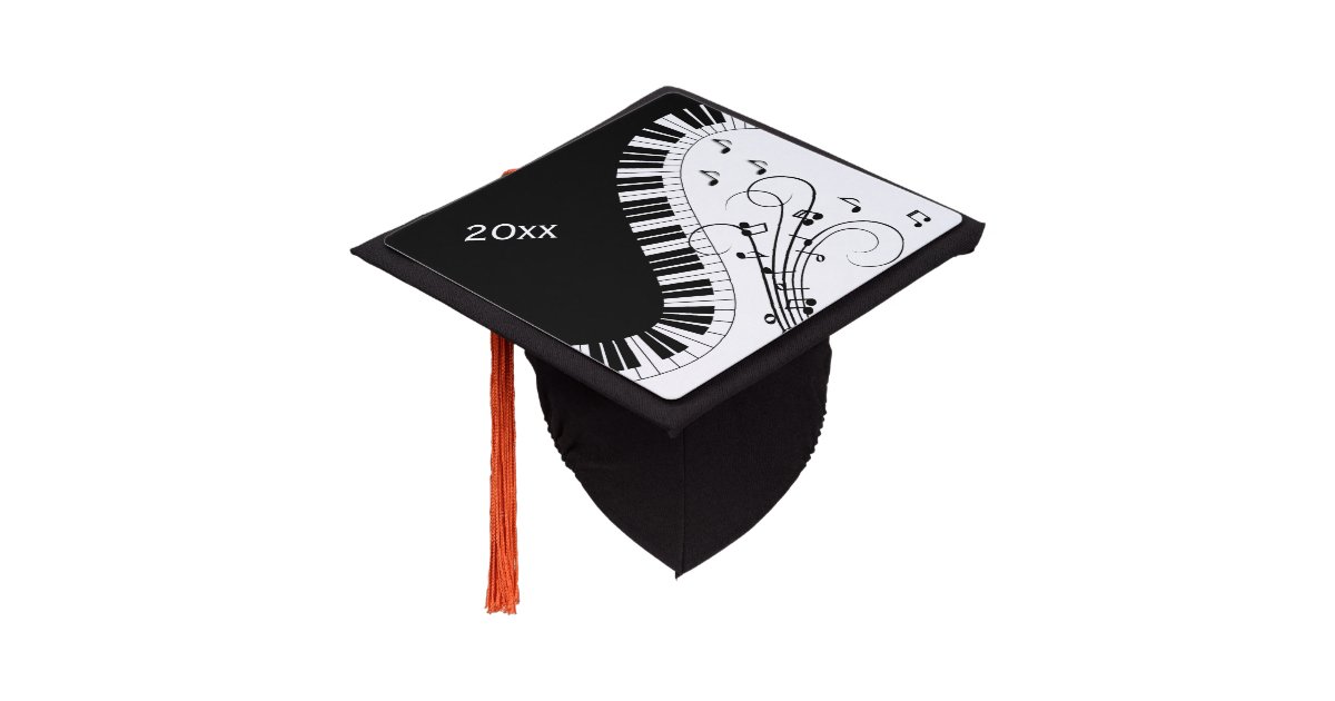 Piano Keyboard Music Design w Year Graduation Cap Topper | Zazzle